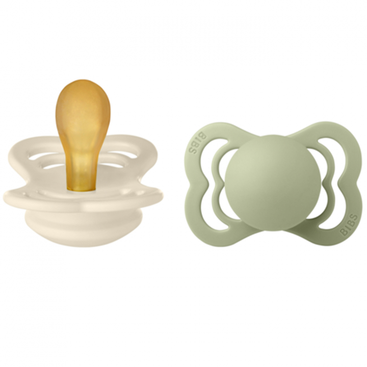 Köp BIBS Supreme Nappar Latex Ivory/Sage 2-pack Strl 2